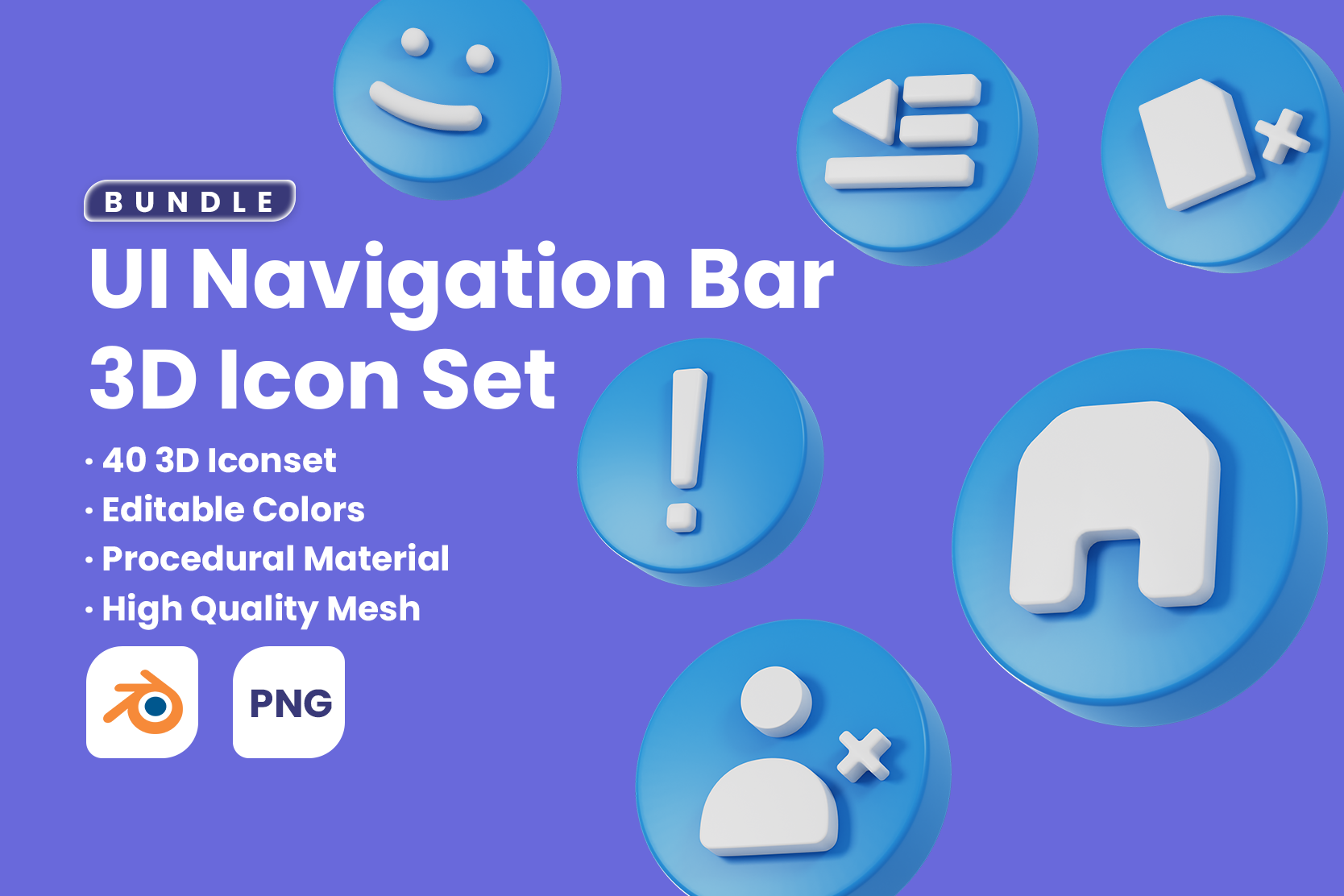 Obtén El Paquete De Barra De Navegación Del Kit De Interfaz De Usuario 3d Icon Con 40 Recursos 