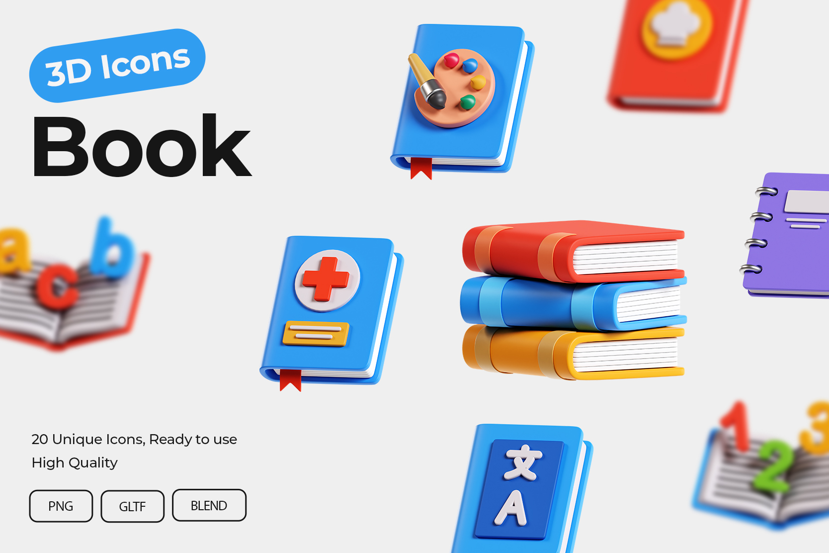 Book 3D Icon Pack - 20 Free Download 3D Icons | IconScout