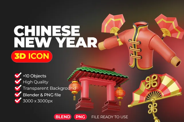 Premium Chinese New Year 3D Illustration pack from Festival & Days 3D ...
