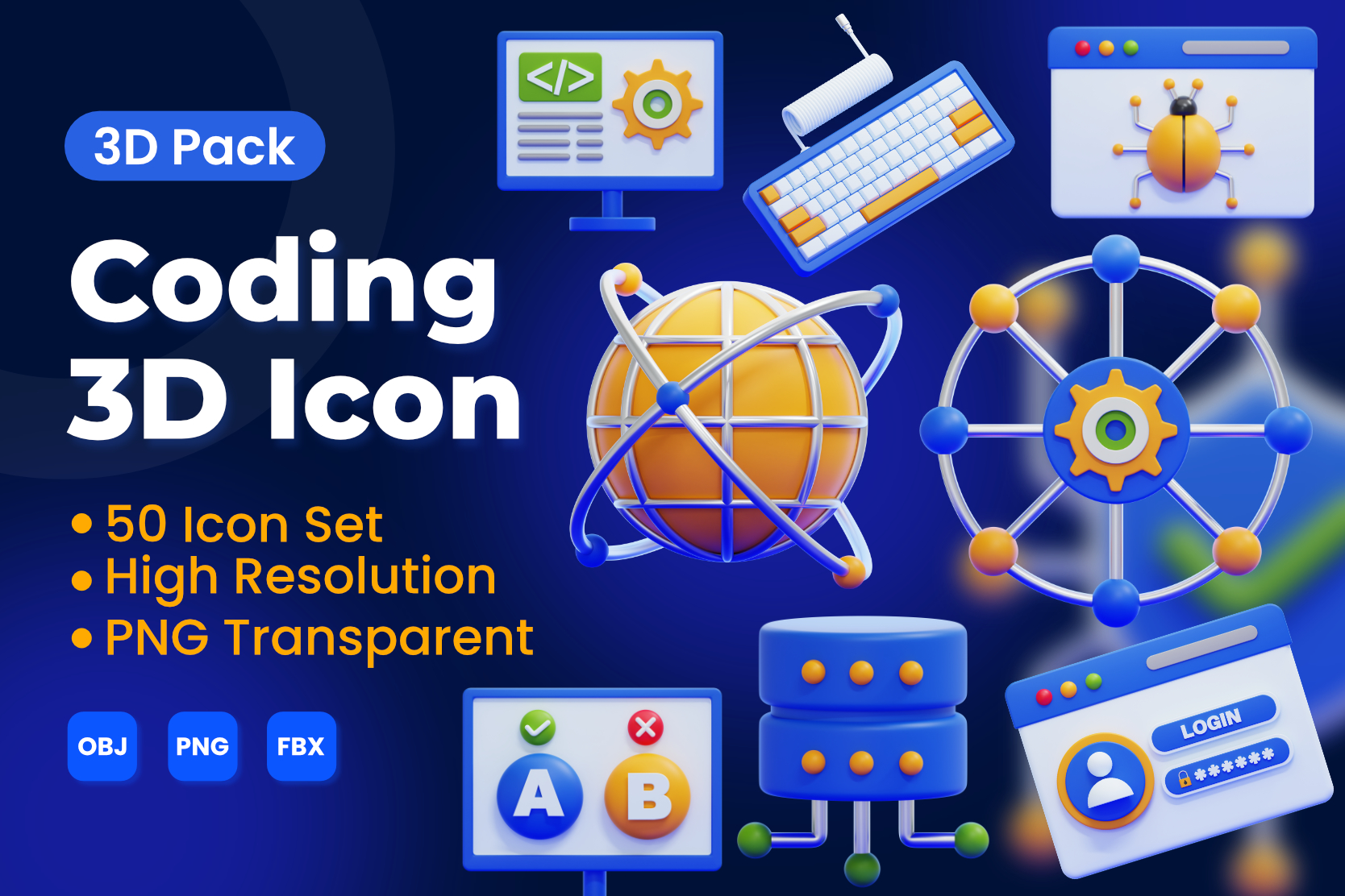 Coding 3D Icon Pack - 50 Free Download Design & Development 3D Icons ...