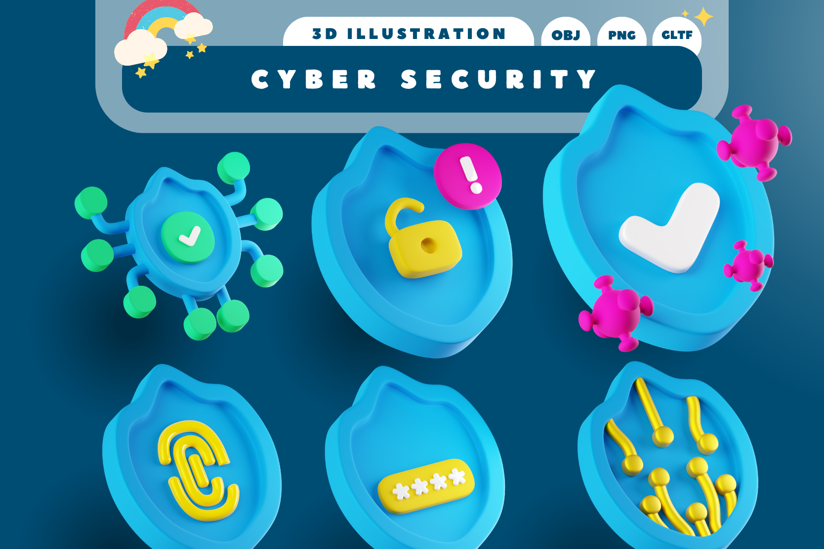 Premium Cyber Security 3D Illustration pack from Crime & Security 3D ...