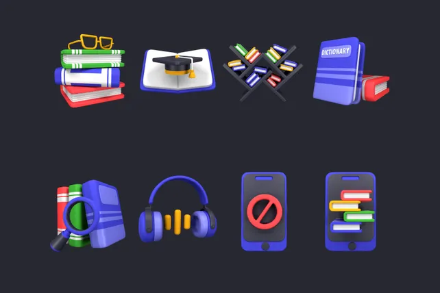 Library 3D Icon Pack 3D Illustration Pack - 20 School & Education 3D ...