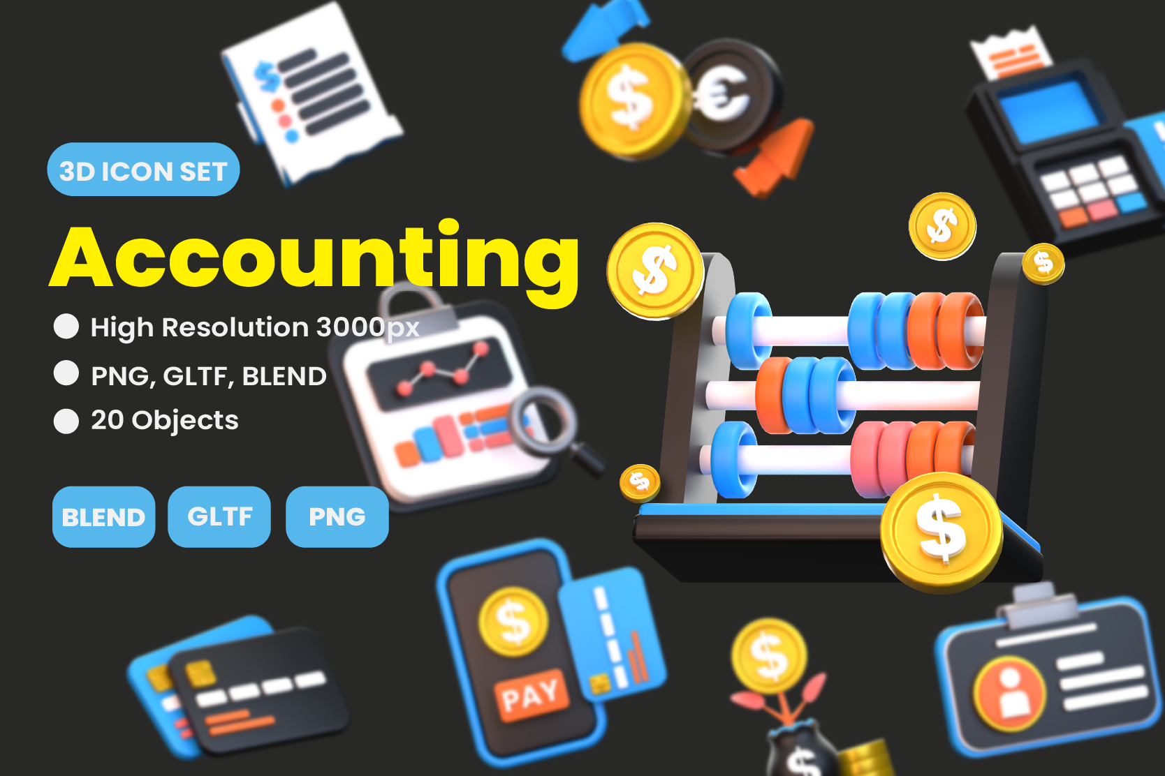 Premium Accounting 3D Illustration pack from Business 3D Illustrations