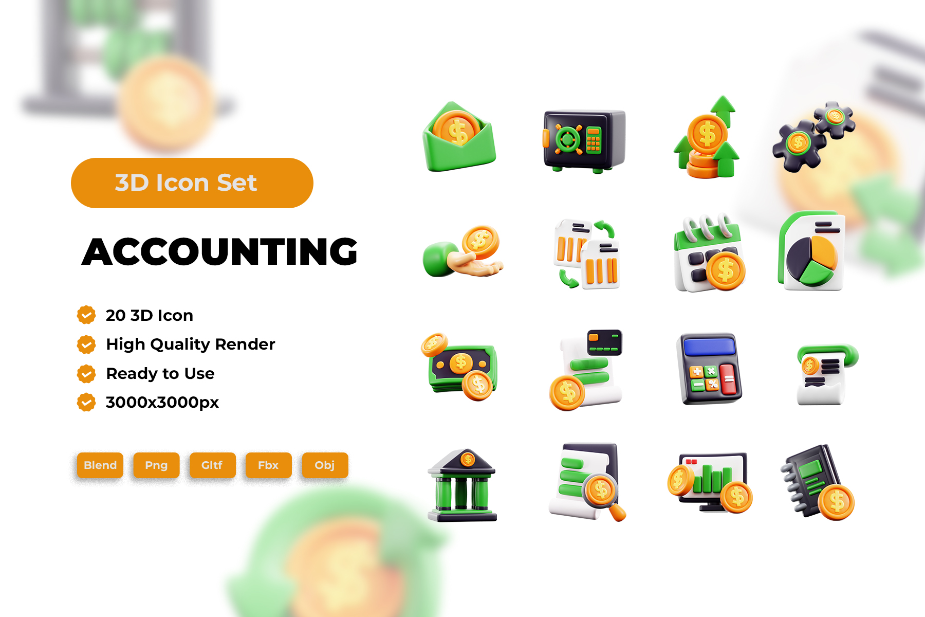 Premium Accounting 3D Illustration pack from Business 3D Illustrations