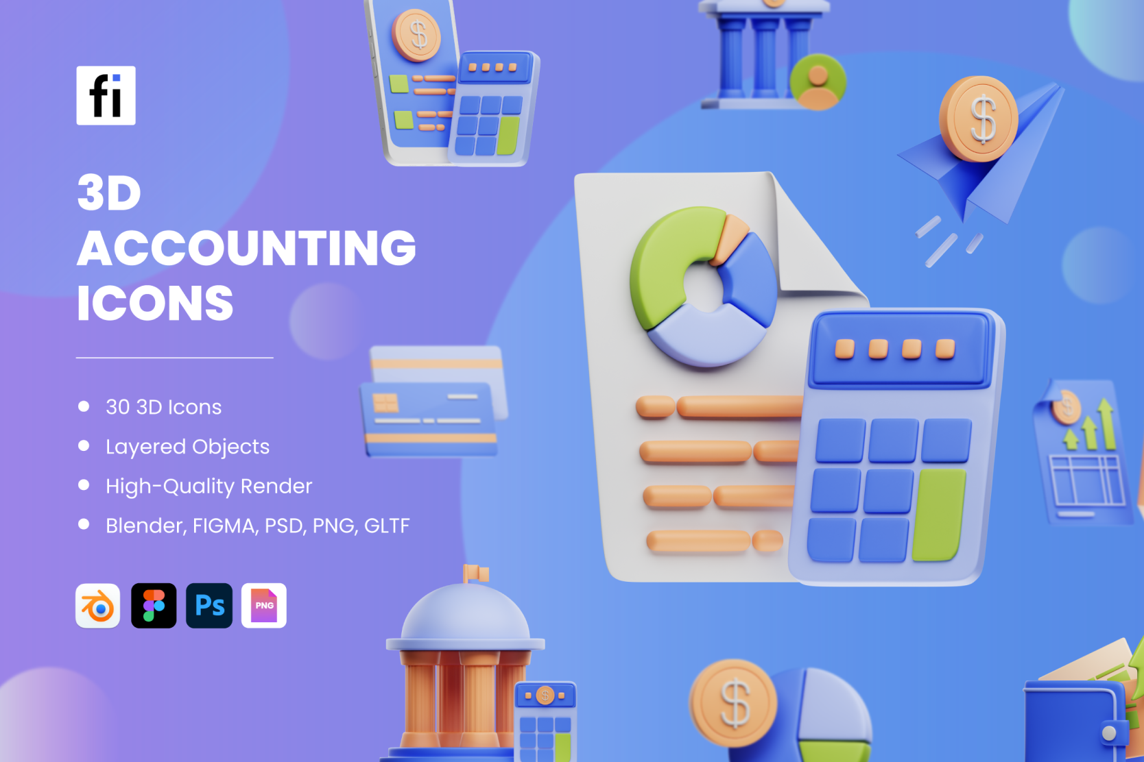 Premium Accounting 3D Illustration pack from Business 3D Illustrations