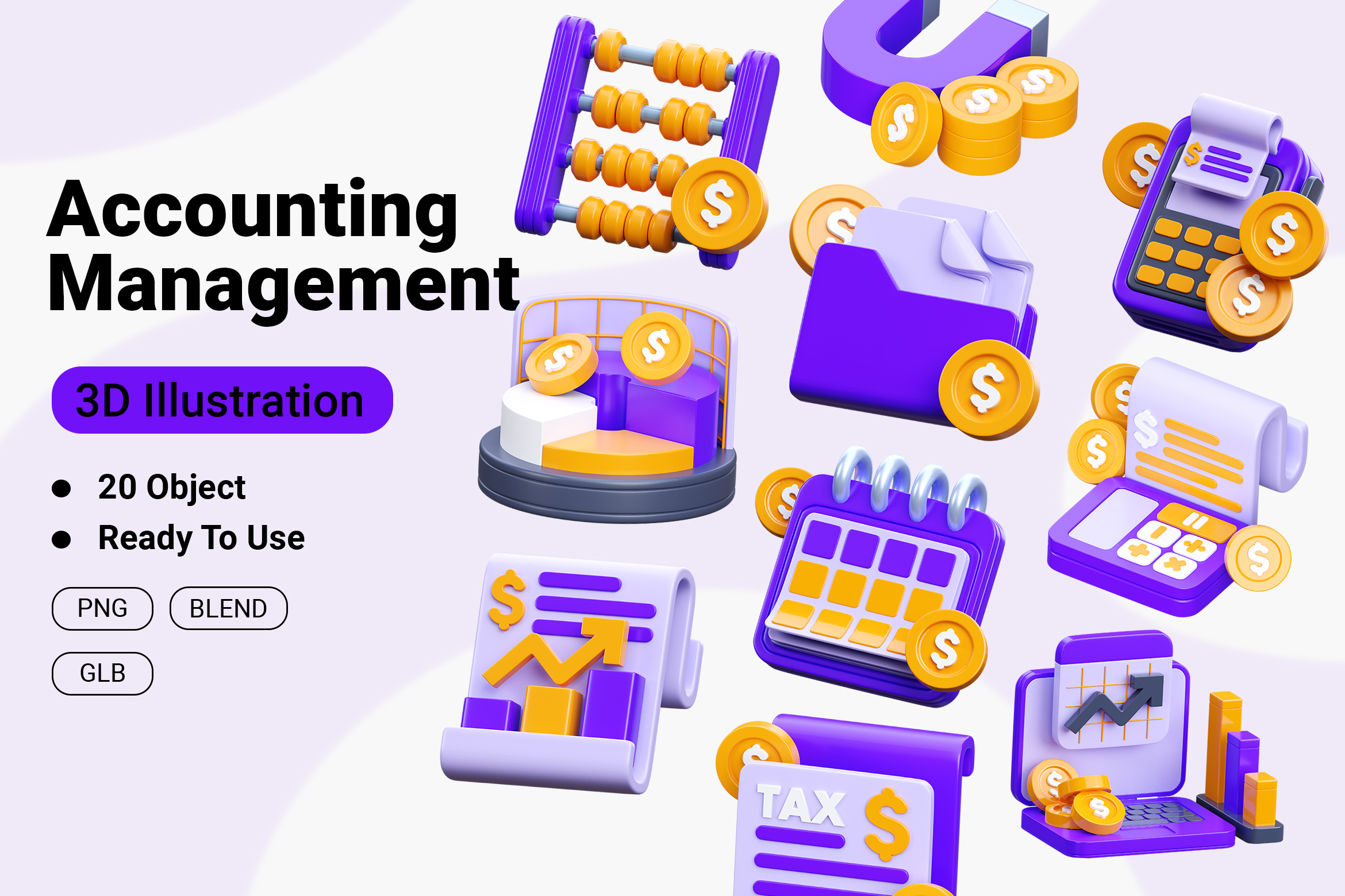 Accounting Management 3D Illustration Pack - 20 Business 3D ...