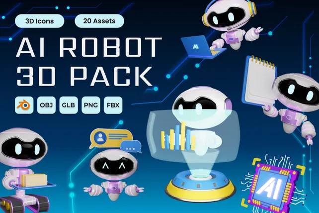 Premium AI Robot 3D Illustration pack from Science & Technology 3D ...