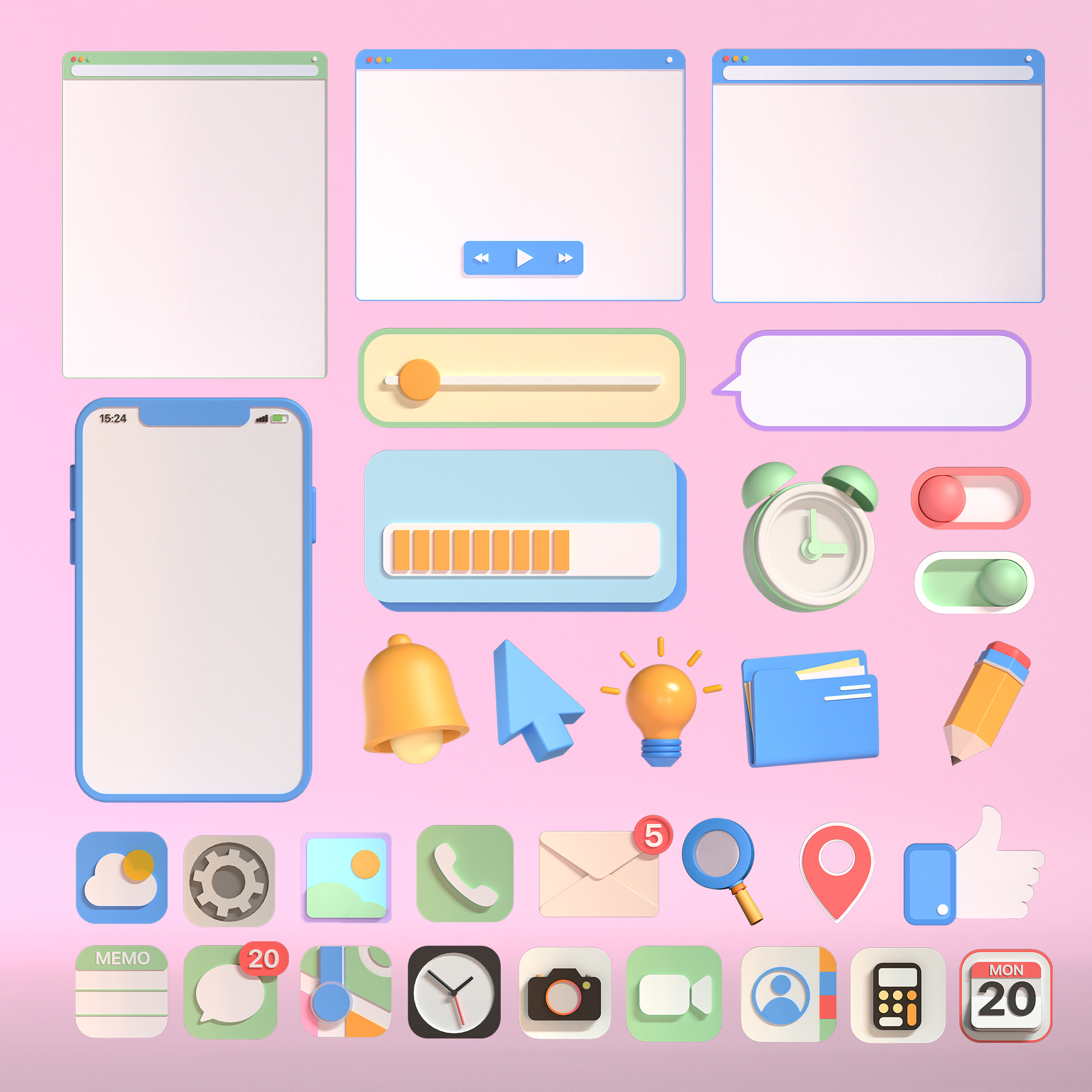 Application Ui Elements And Ui Frame 3d Icon Pack 49 Free Download