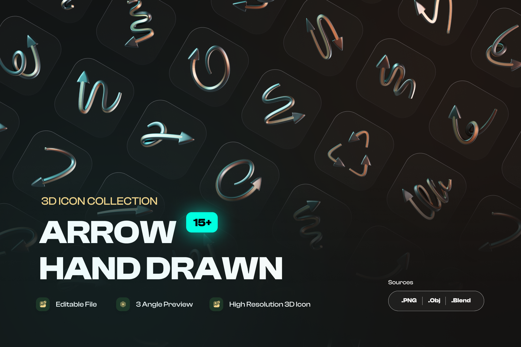 Premium Arrow Hand Drawn 3D Illustration pack from Sign & Symbols 3D ...