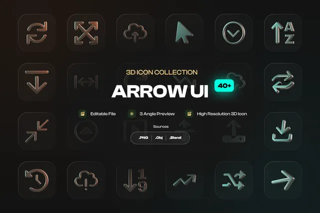 Premium Arrow User Interface 3D Illustration pack from User Interface 3D Illustrations