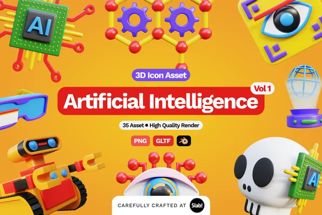 Premium Artificial Intelligence 3D Illustration pack from Science ...