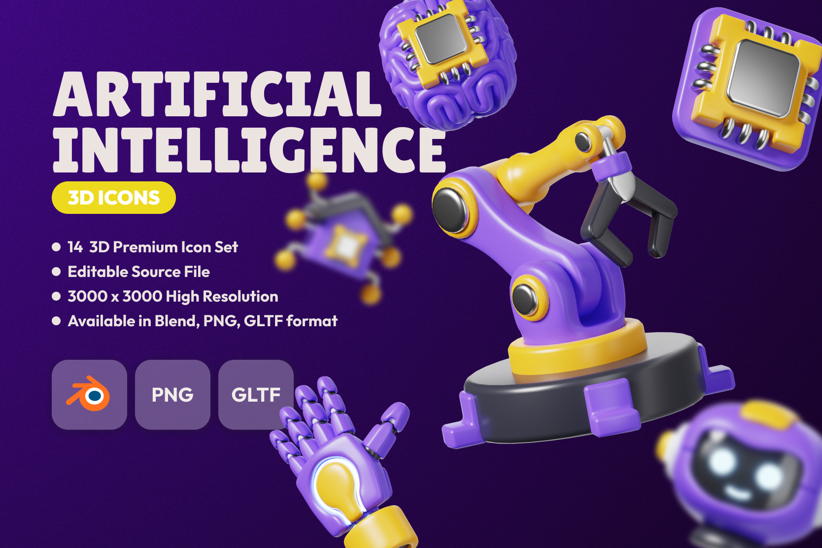 Artificial Intelligence 3D Icon Pack - 14 Free Download Science ...