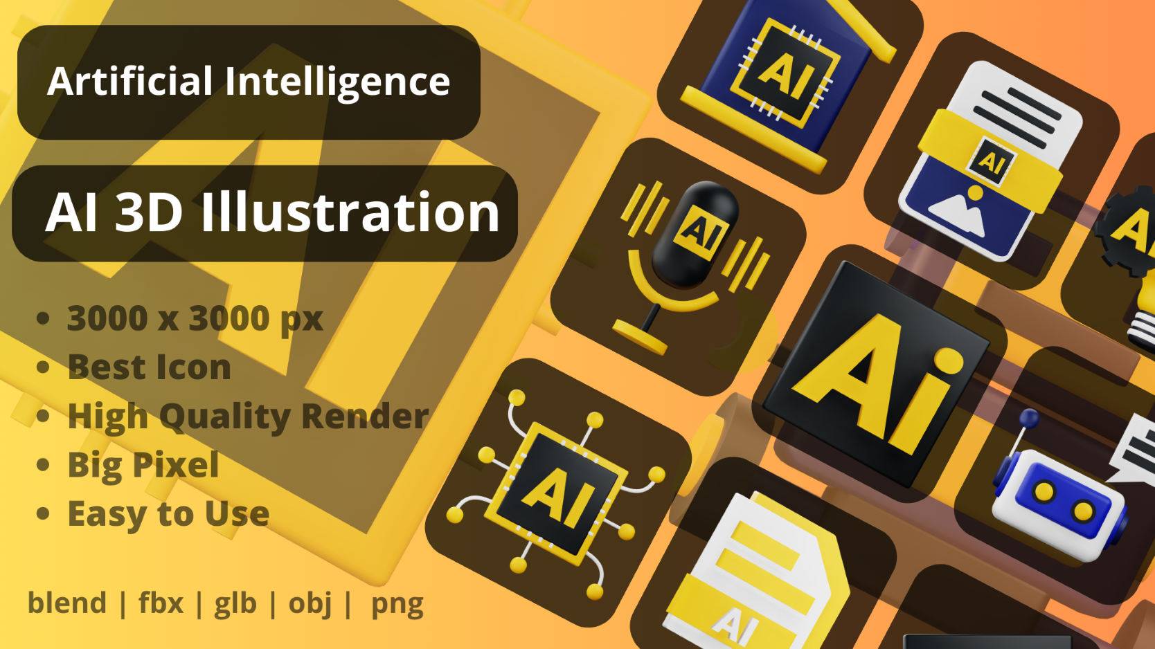 Premium Artificial Intelligence 3D Illustration pack from Science ...