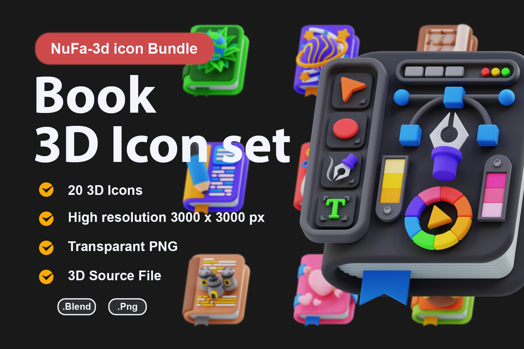 Premium Book 3D Illustration pack from School & Education 3D Illustrations