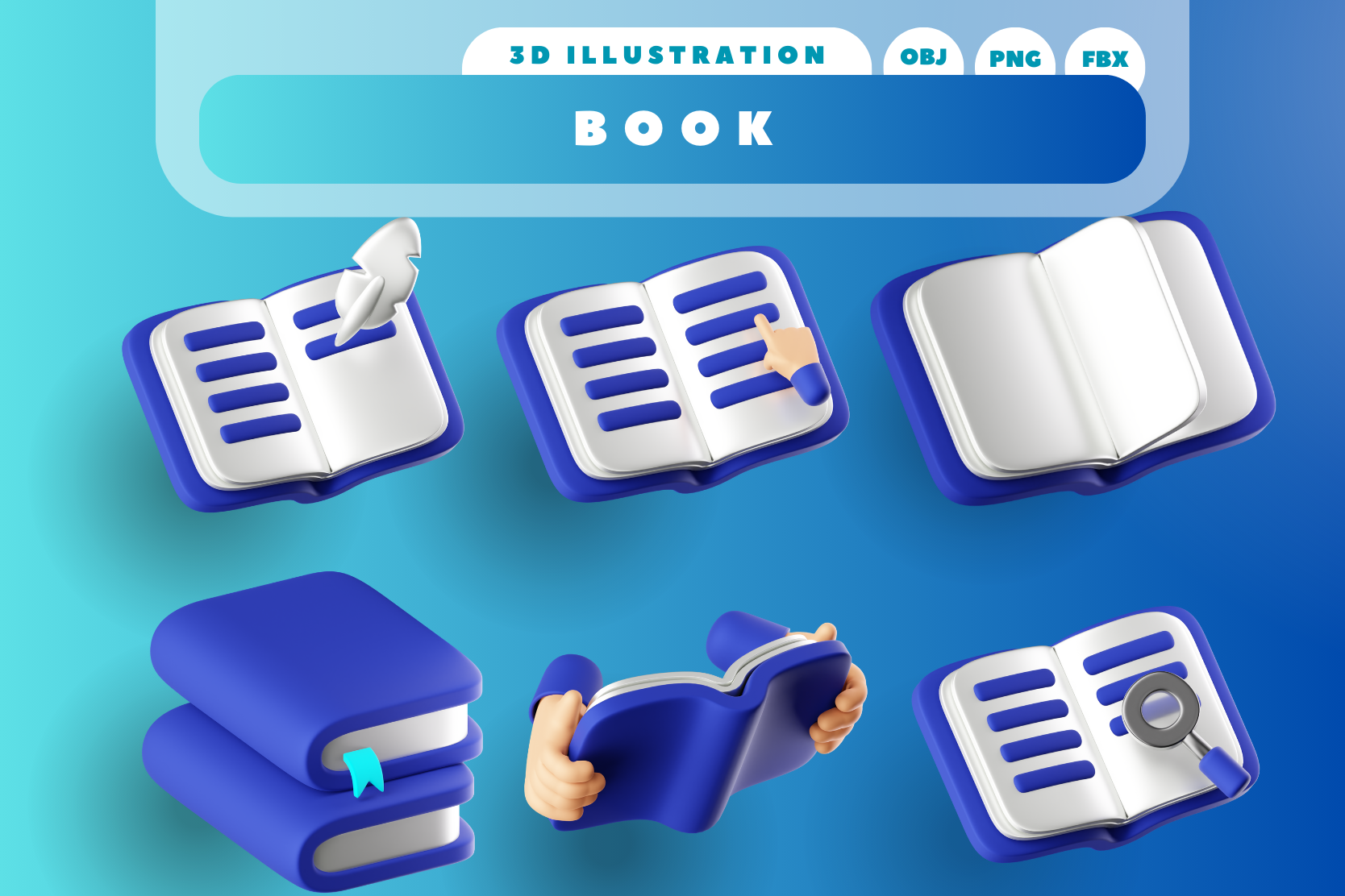 Free Book 3D Illustration pack from School & Education 3D Illustrations