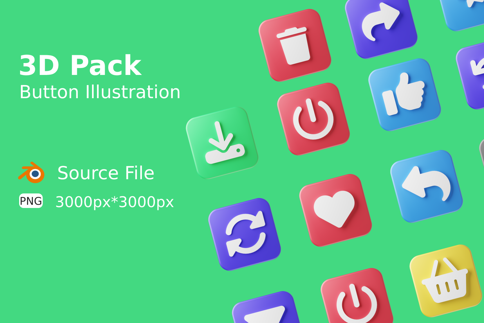 Button Pack 3D Icon Pack - 30 Free Download User Interface 3D Icons ...