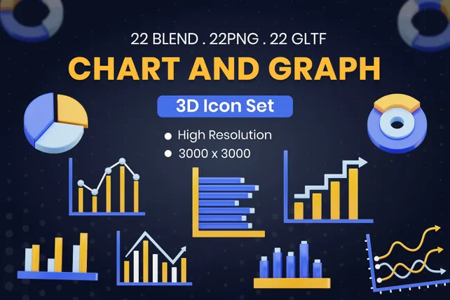 Premium Chart And Graph 3D Illustration pack from Business 3D Illustrations