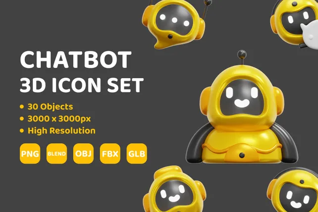 Premium Chatbot 3D Illustration pack from Network & Communication 3D ...