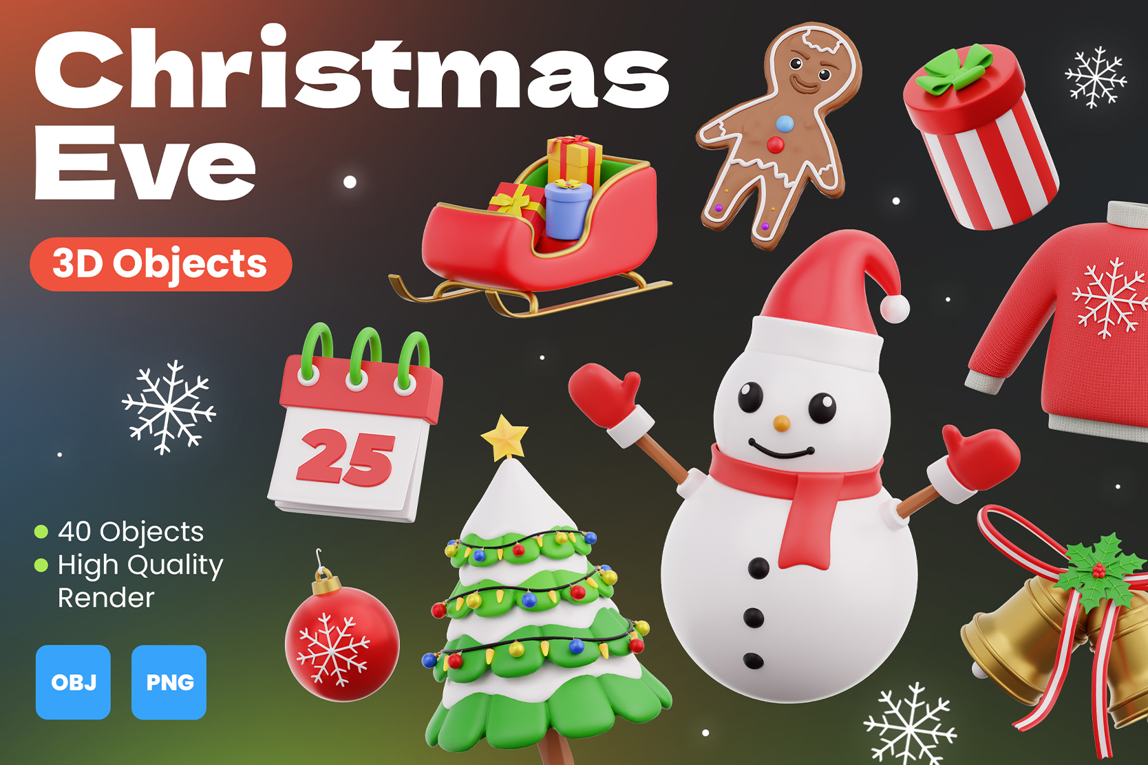 Premium Christmas Eve 3D Illustration pack from Festival & Days 3D ...