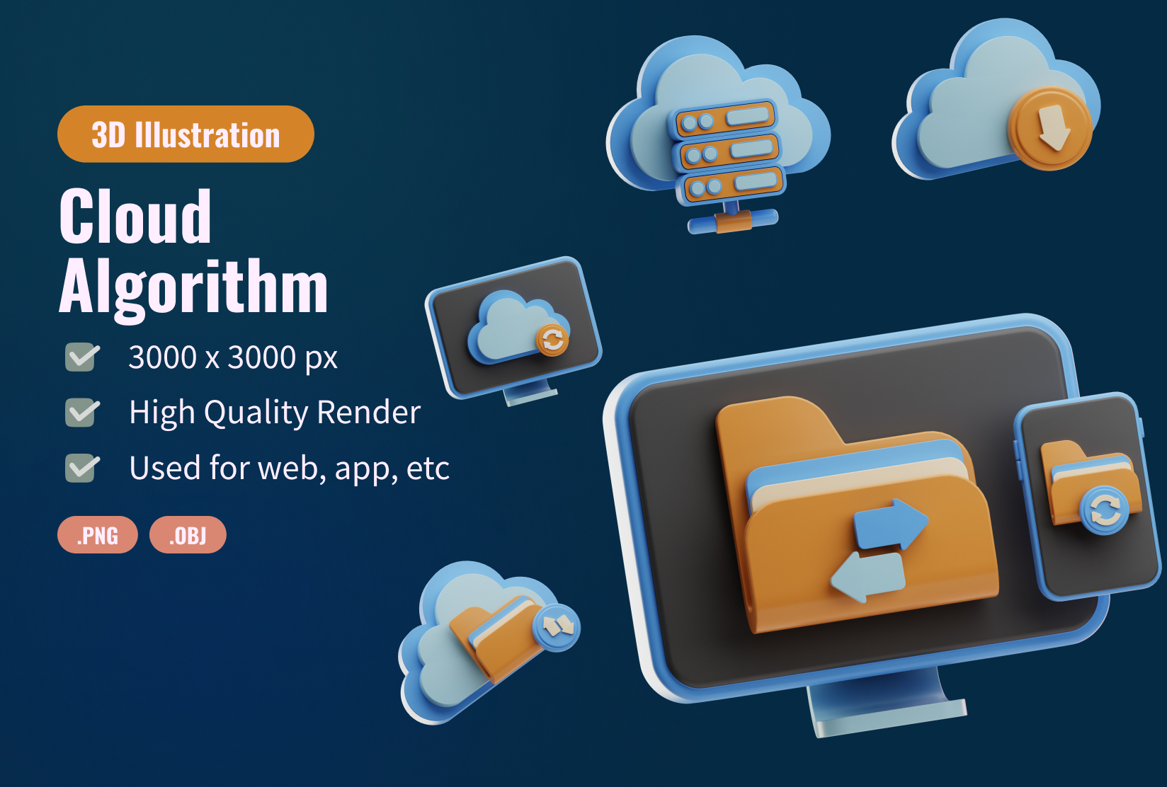 Cloud Algorithm 3D Icon Pack - 10 Free Download Science & Technology 3D ...