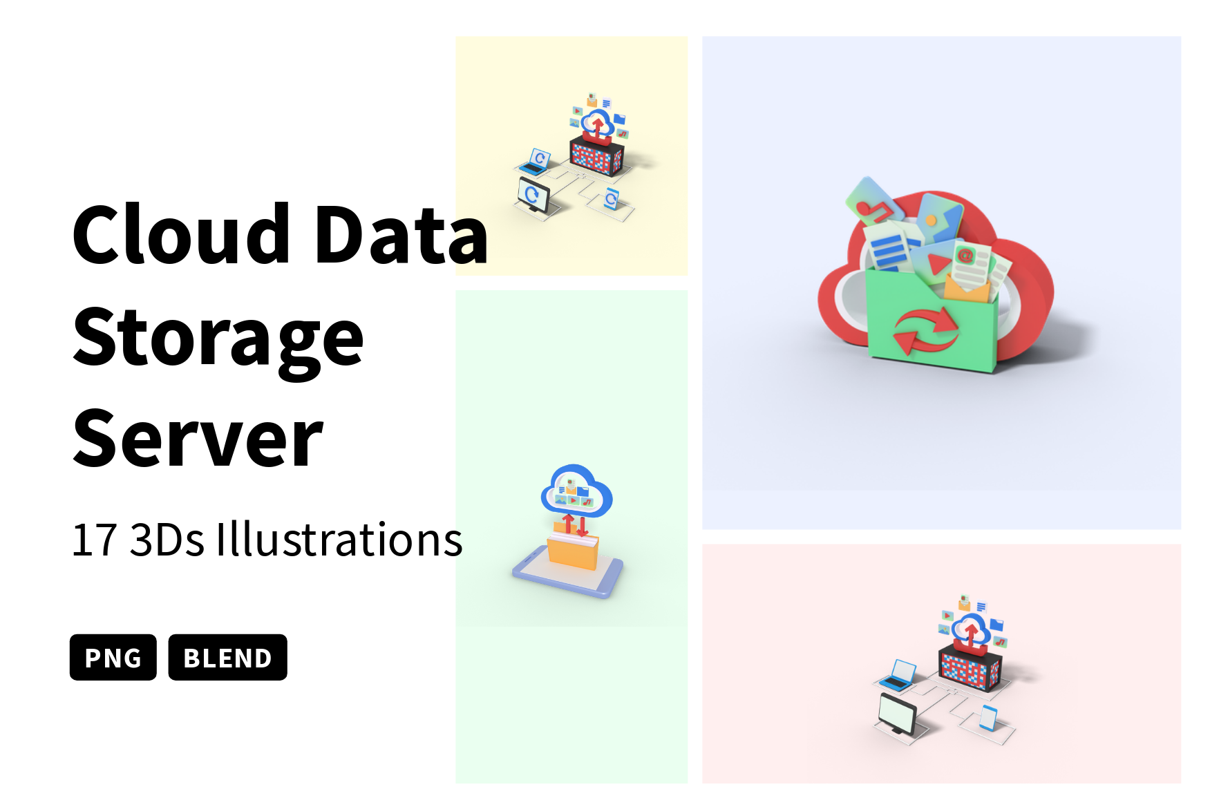 Premium Cloud Data Storage Server 3D Illustration pack from Network ...