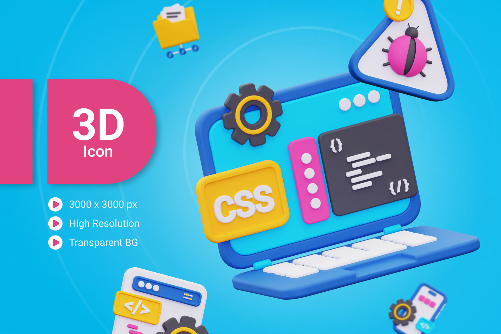 Premium Coding 3D Illustration pack from Design & Development 3D ...