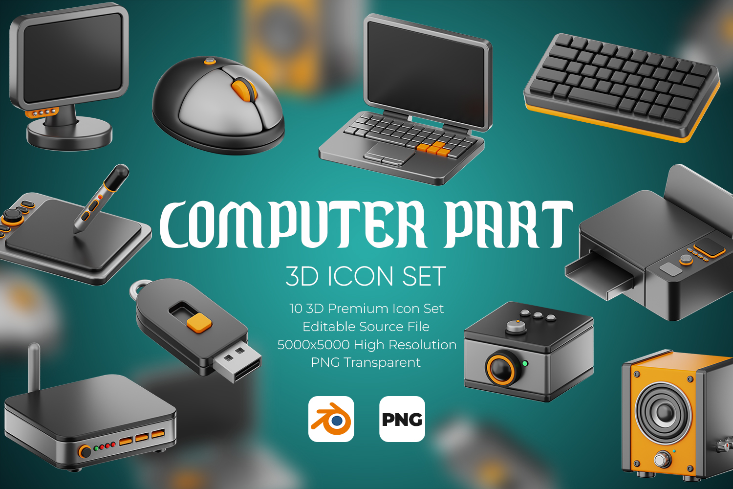 Premium Computer Parts 3D Illustration pack from Appliances 3D ...