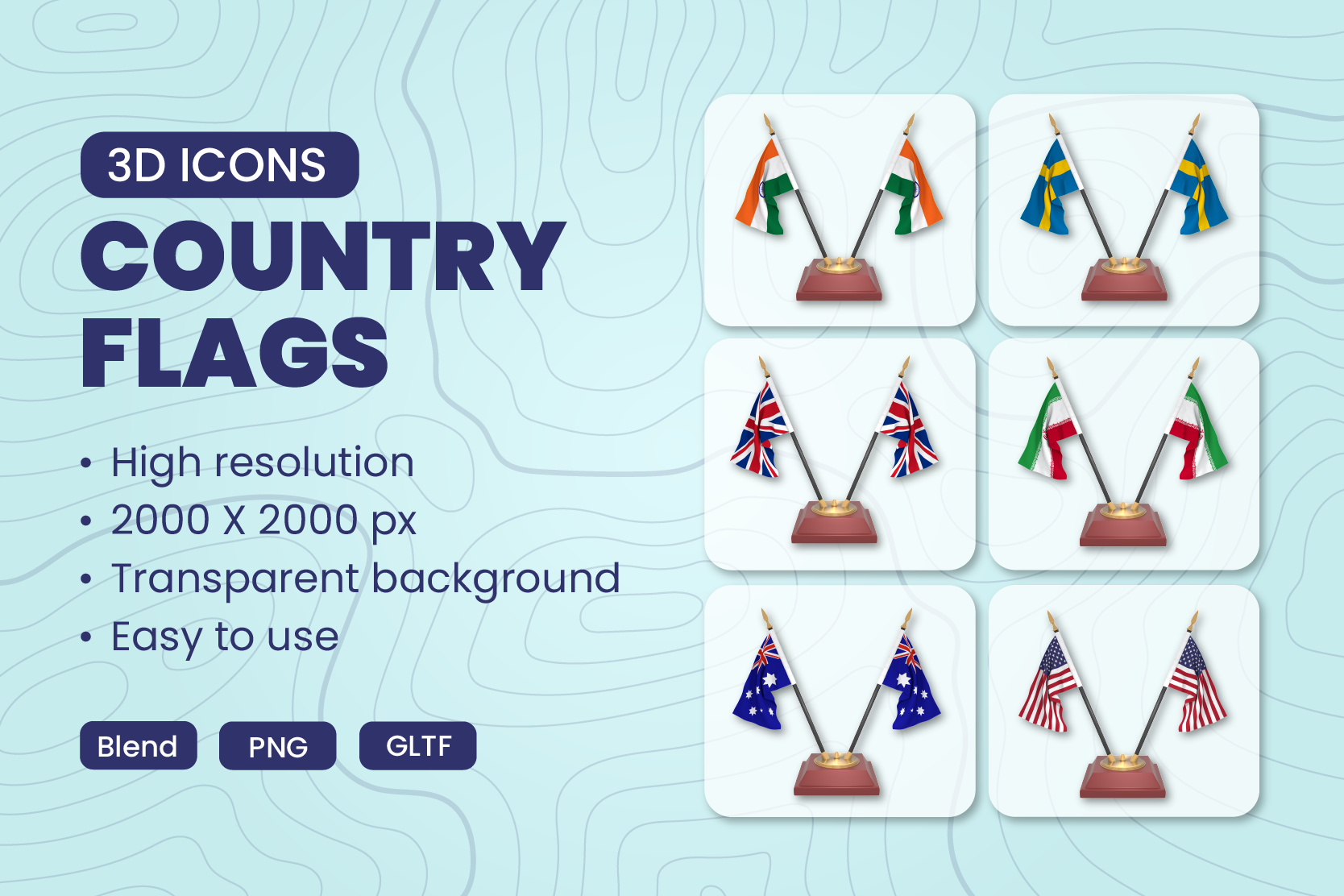 Countries Double Flag 3D Icon Pack - 50 Free Download Maps And Navigation 3D Icons | IconScout