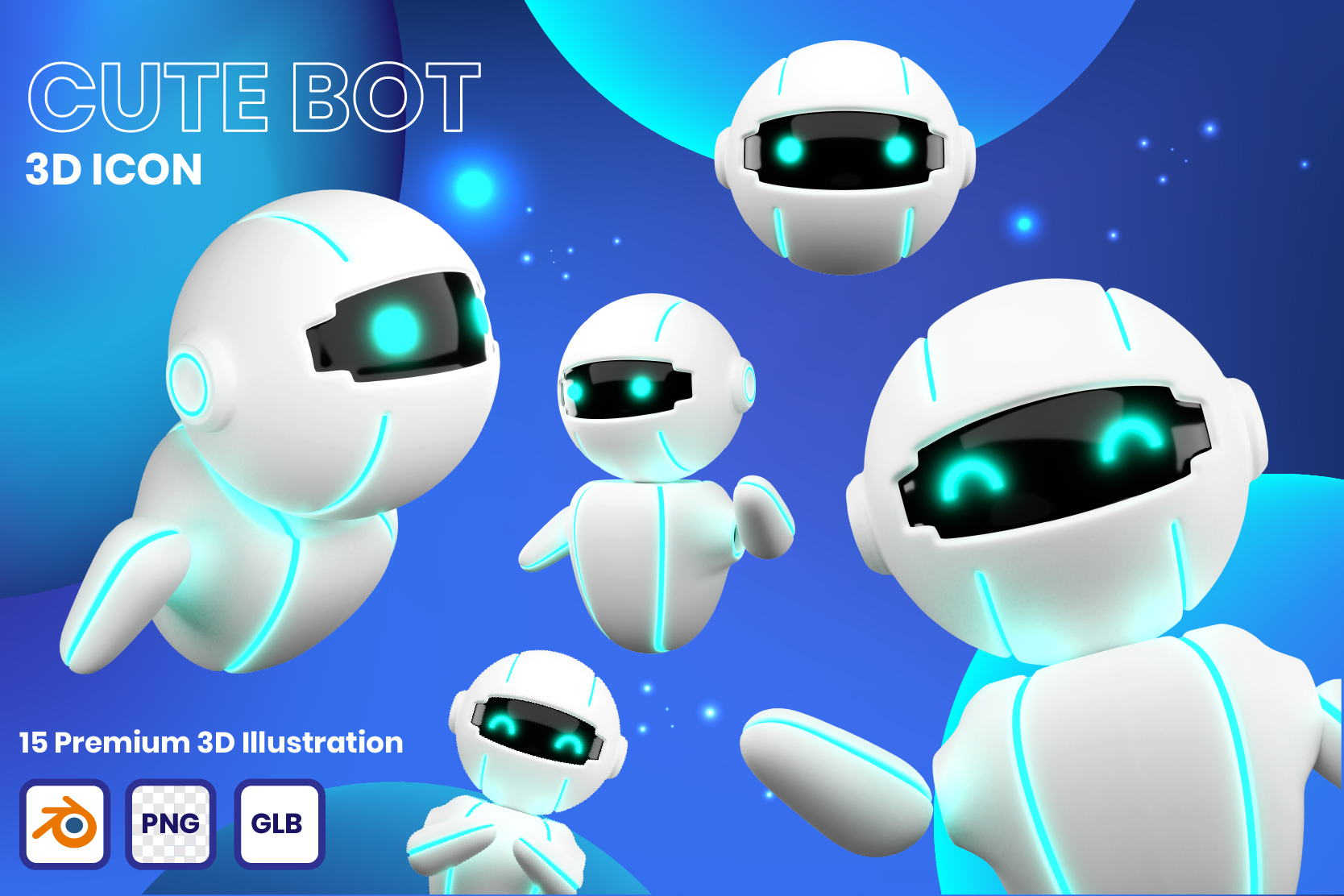 Cute Bot 3D Illustration Pack - 15 Free Download Science & Technology ...