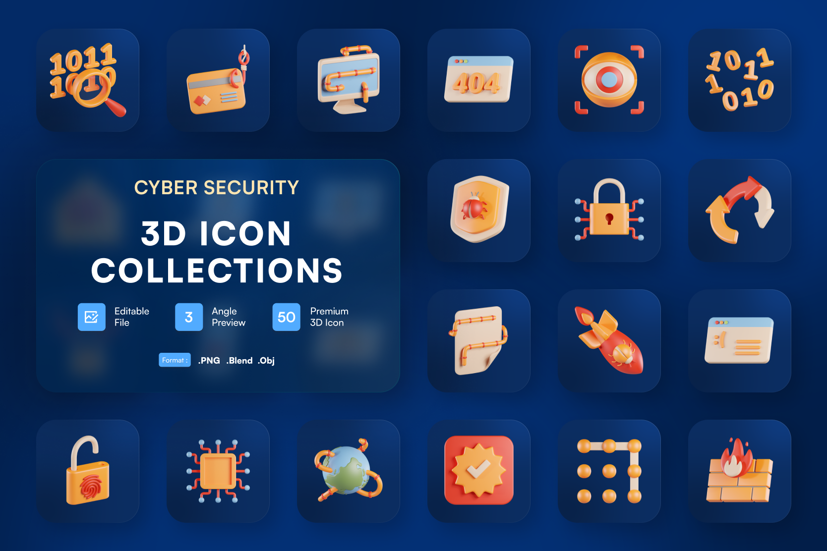 Cyber Security 3D Icon Pack - 50 Free Download Crime & Security 3D ...