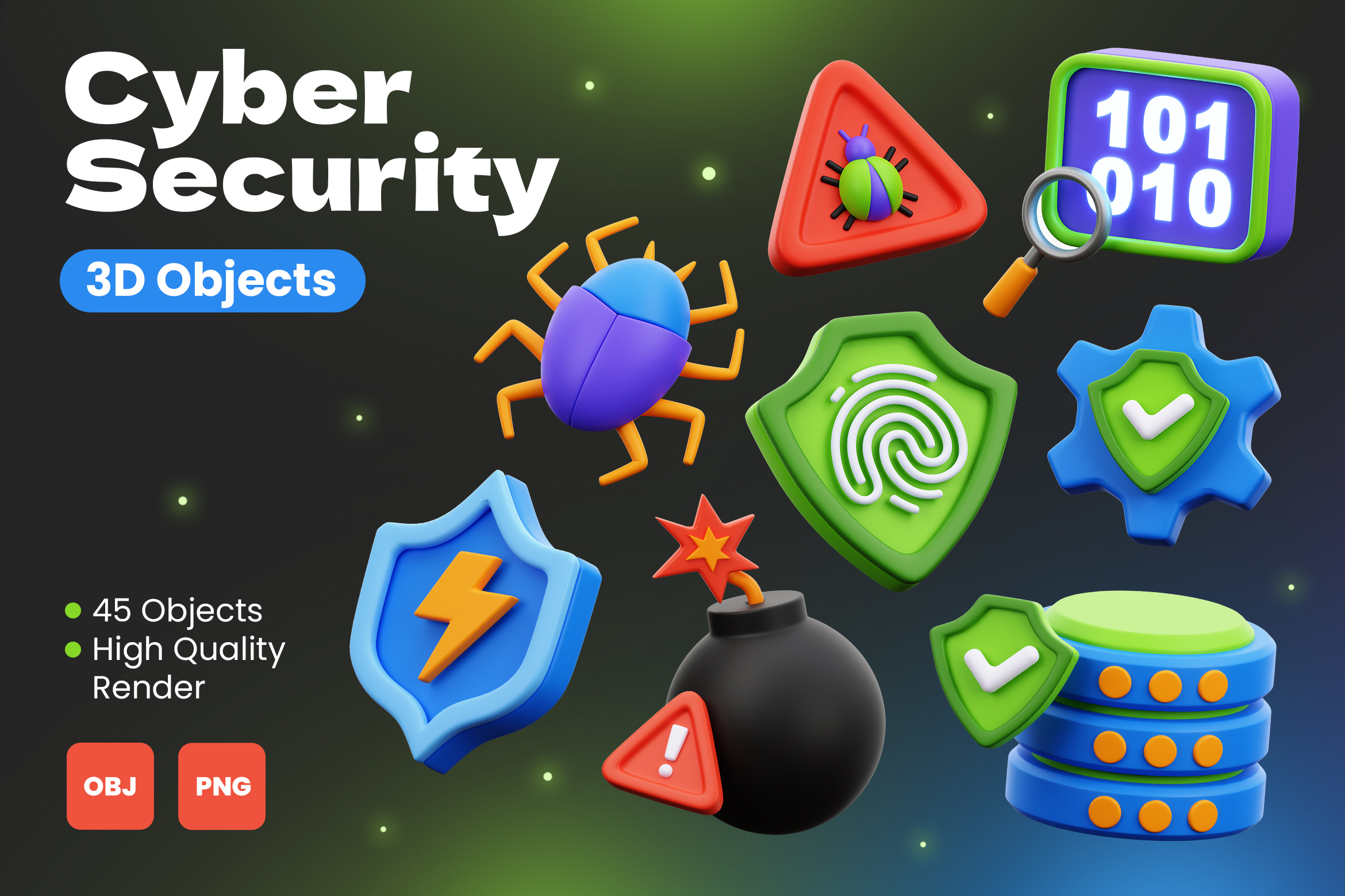 Cyber Security 3D Icon Pack - 45 Free Download Crime & Security 3D ...