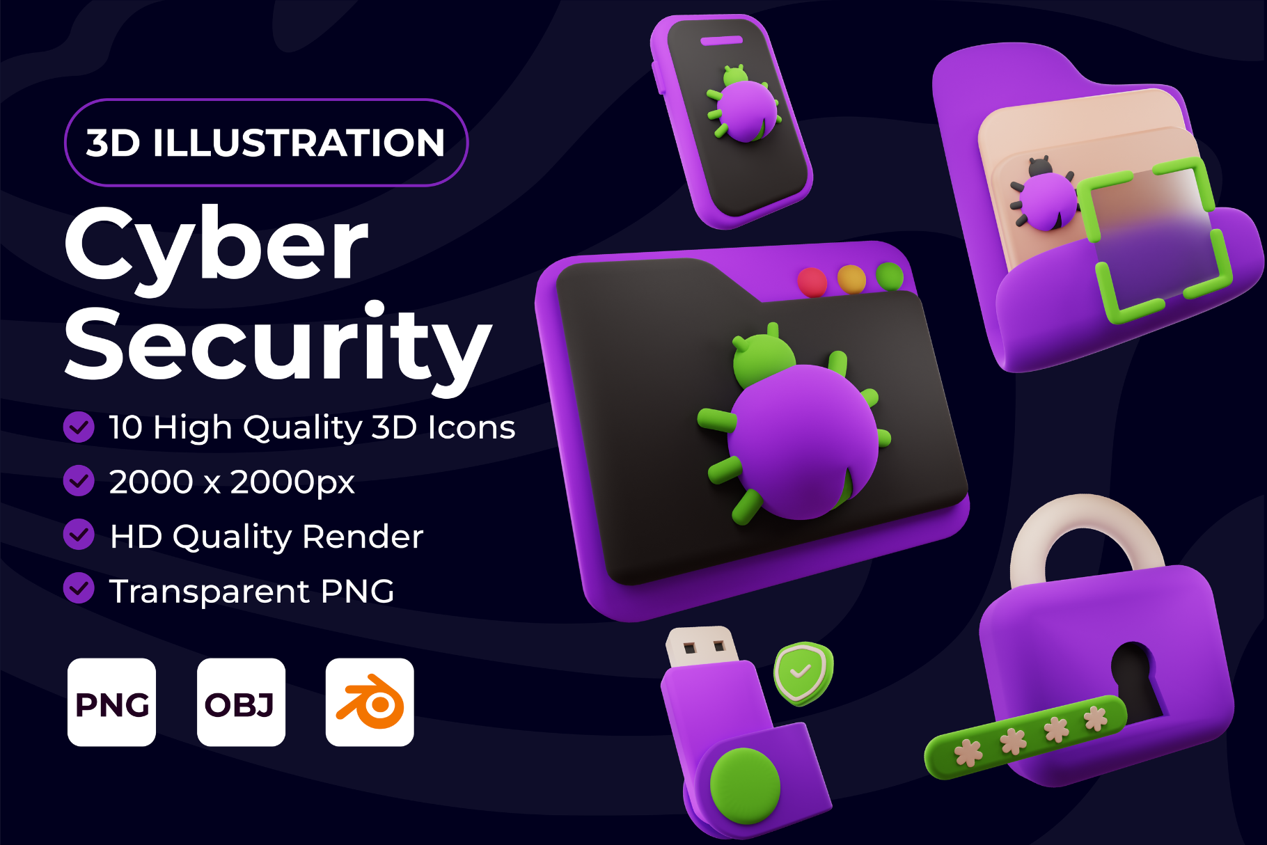 Premium Cyber Security 3d Illustration Pack From Crime And Security 3d Illustrations