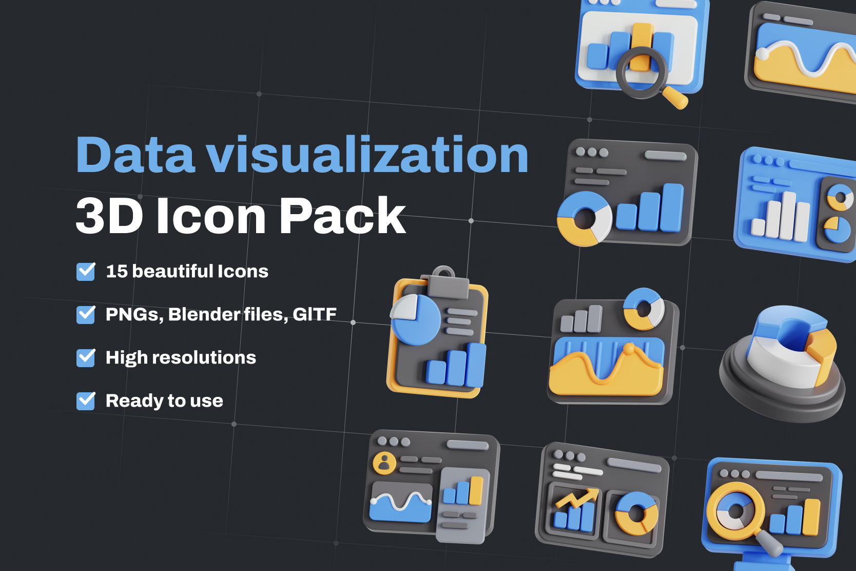 Data Visualization 3D Icon Pack - 15 Free Download Business 3D Icons ...