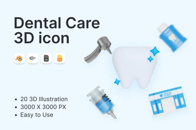 Premium Dental Care 3D Illustration pack from Healthcare & Medical 3D Illustrations