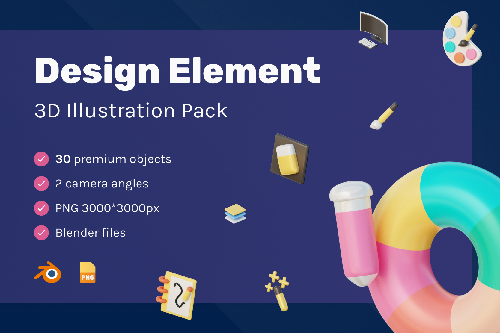 Premium Design Element 3D Illustration pack from Design & Development ...
