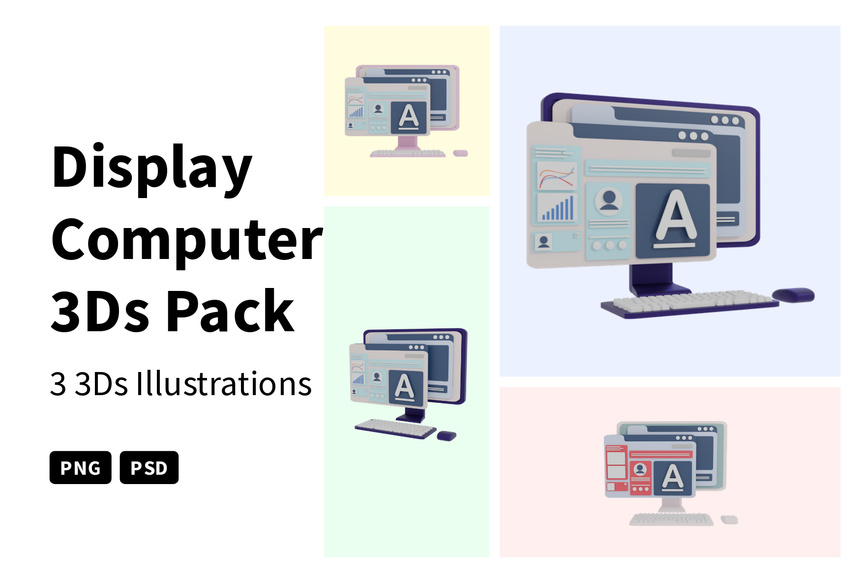 Free Display Computer 3D Illustration Pack - 3 Buildings 3D ...