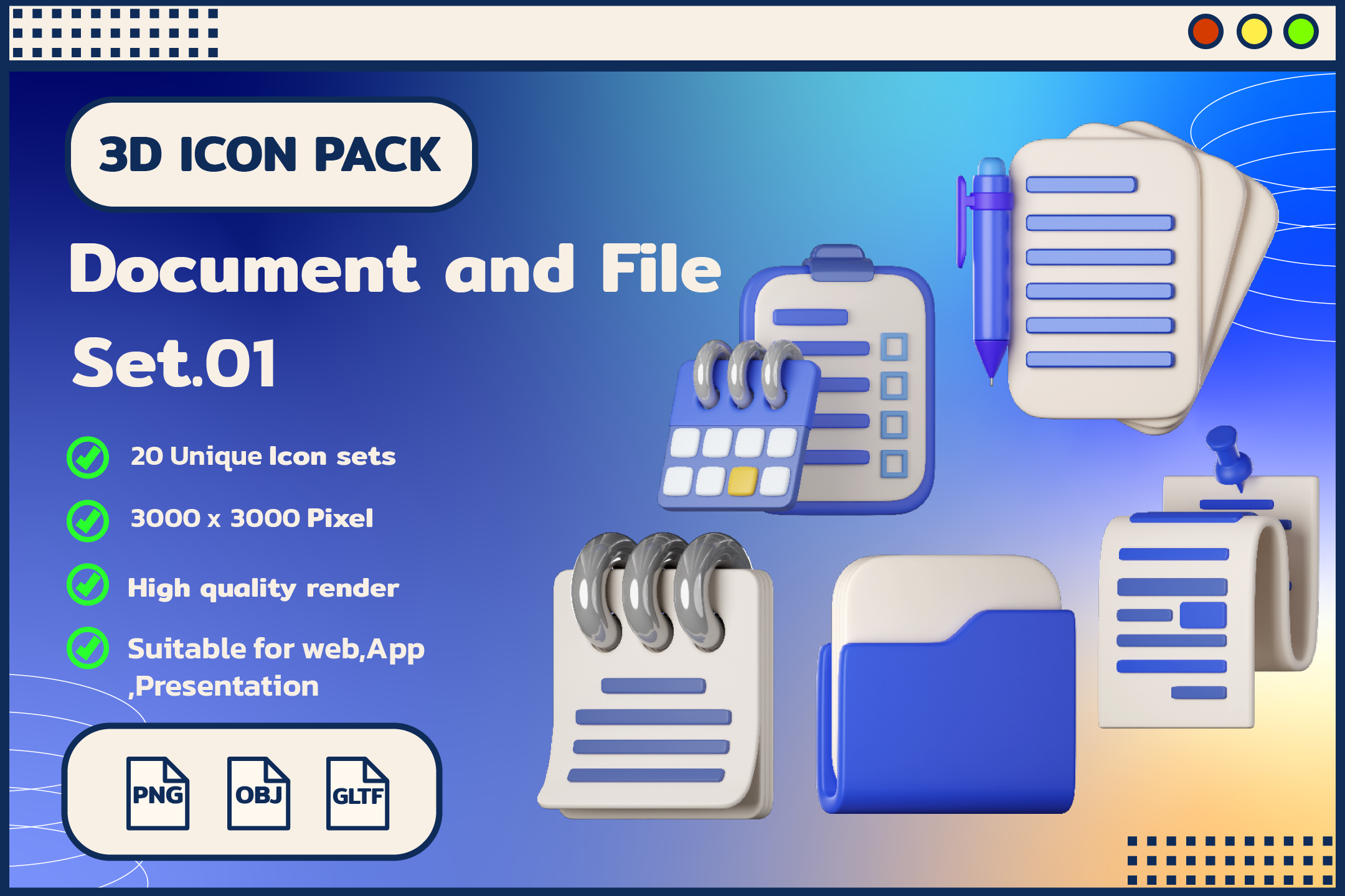 Document And File Management Set.01 3D Icon Pack - 20 Free Download Files & Folders 3D Icons ...
