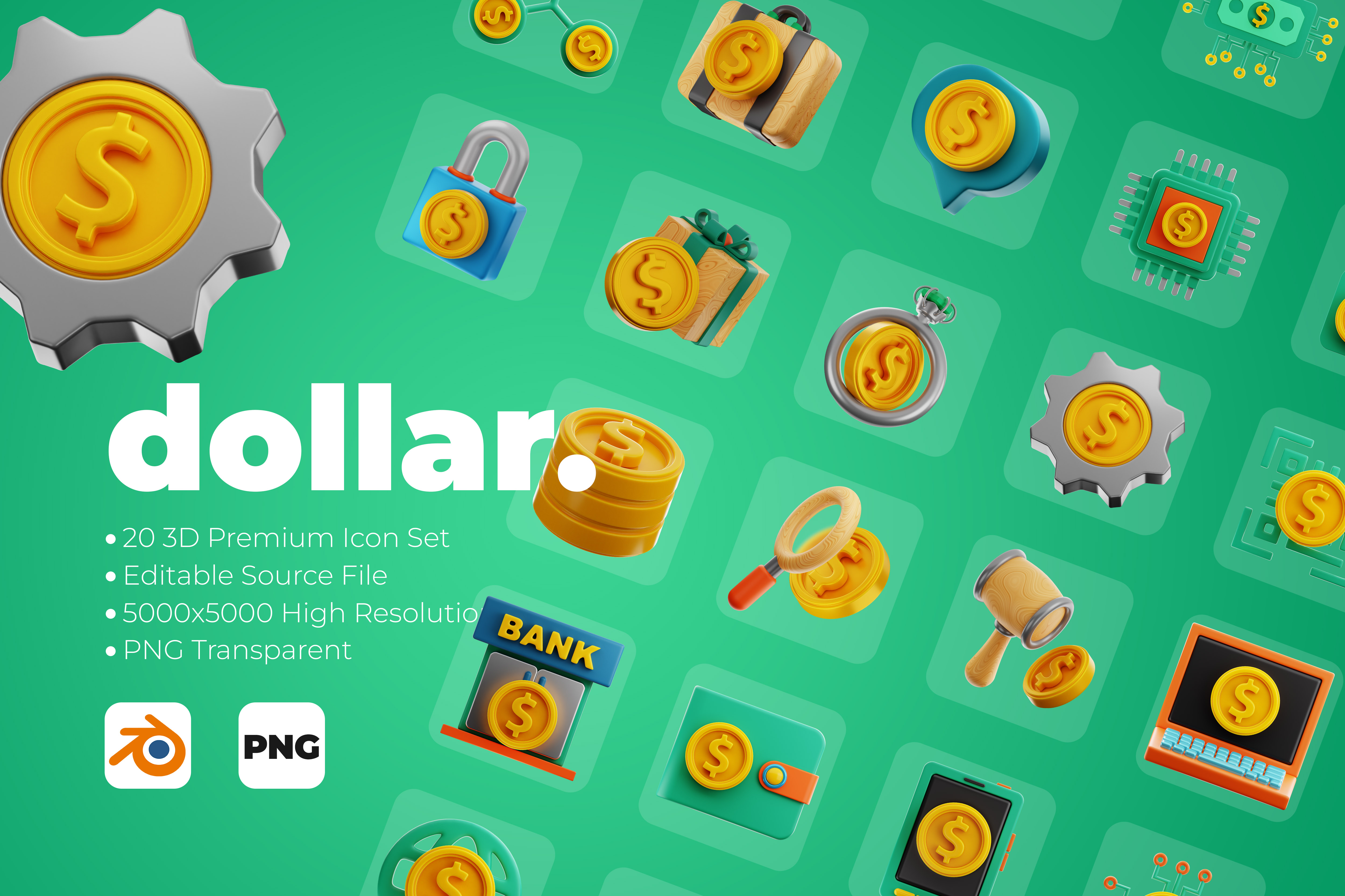 Dollar 3D Icon Pack - 20 Free Download Business 3D Icons | IconScout