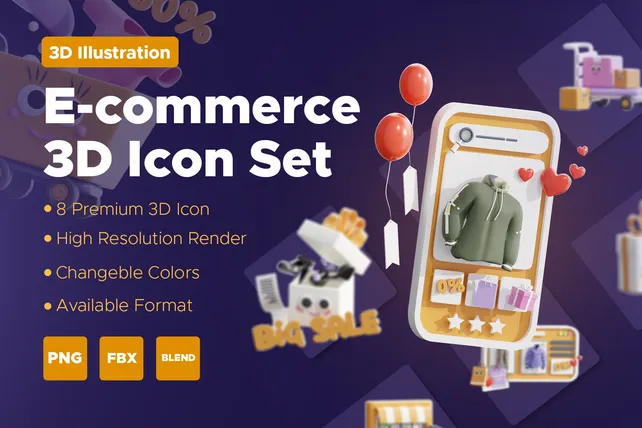 Premium Ecommerce 3D Illustration pack from E-commerce & Shopping 3D Illustrations