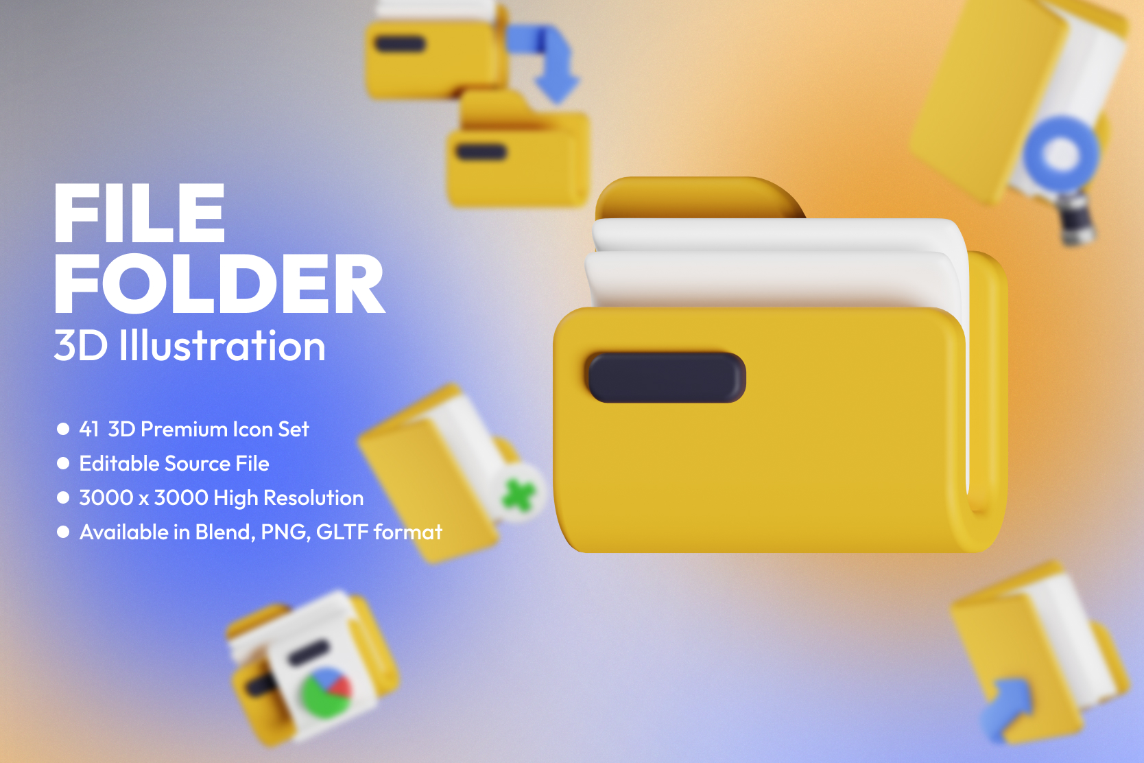 File Folder 3D Icon Pack - 41 Free Download Files & Folders 3D Icons ...
