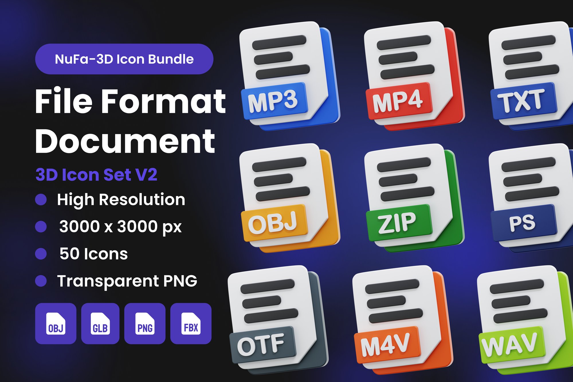 File Format Document V2 3d Icon Pack 50 Free Download Files And Folders