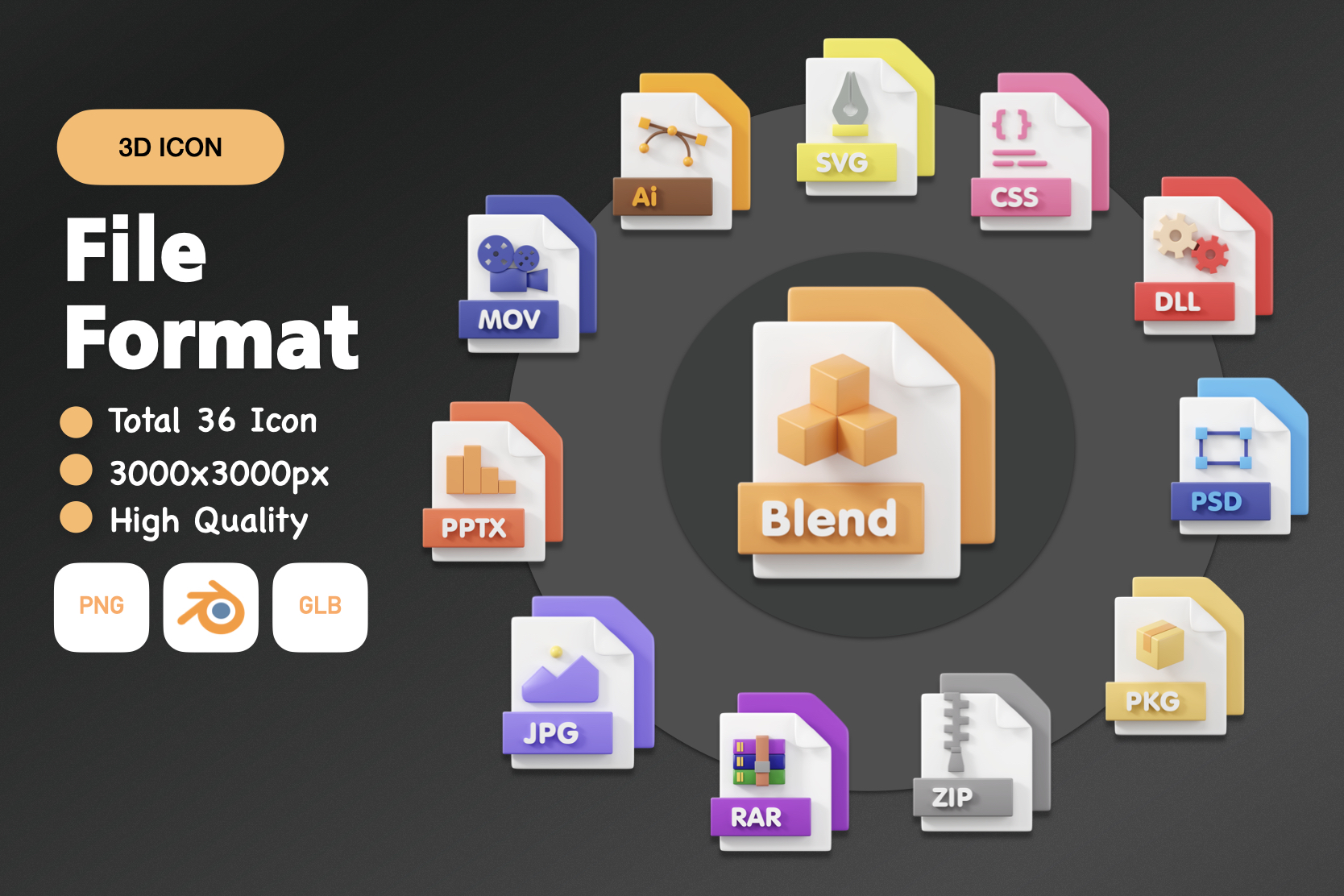 File Formats 3D Icon Pack - 36 Free Download Files & Folders 3D Icons ...