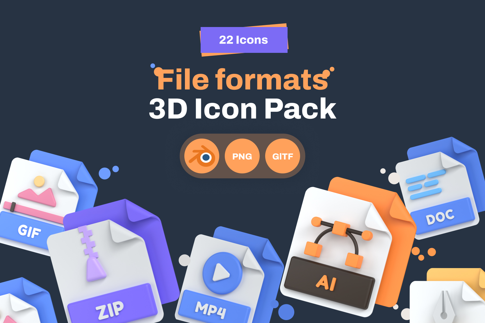Premium File Formats 3D Illustration pack from Files & Folders 3D ...