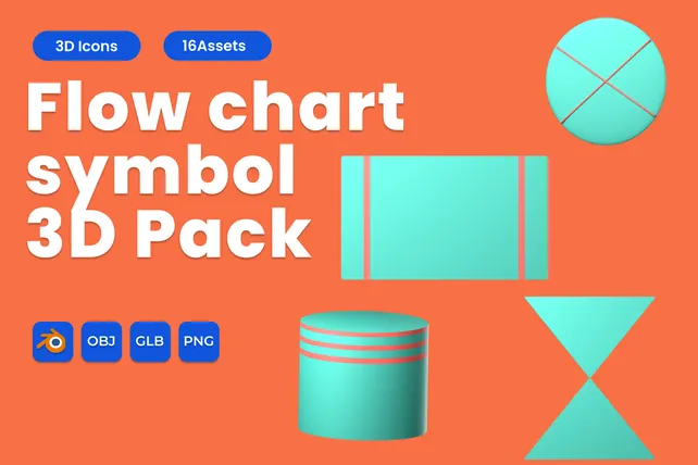 Premium Flow Chart Symbol 3D Illustration pack from School & Education ...