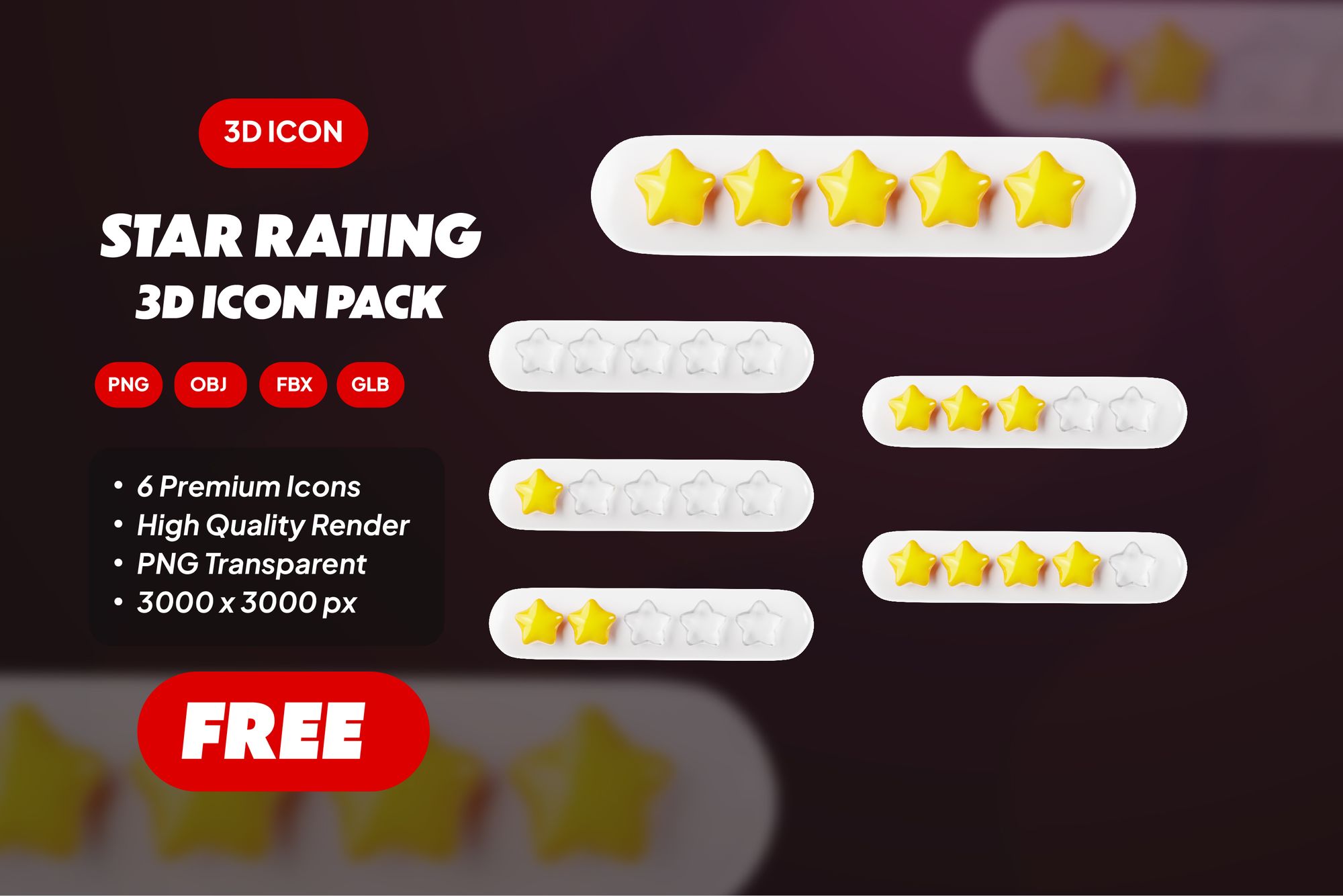 Free Star Rating 3D Icon Pack - 6 Free Download E-commerce & Shopping 3D Icons | IconScout