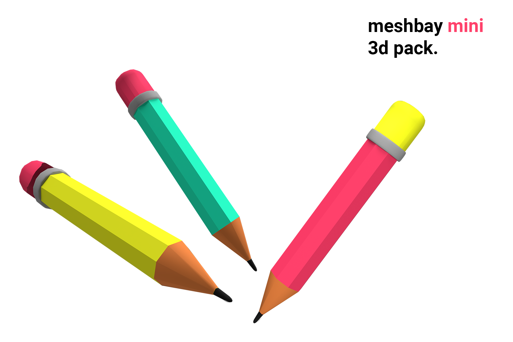 Free Three Pencils 3D Illustration Pack - 3 Free Download Tools ...