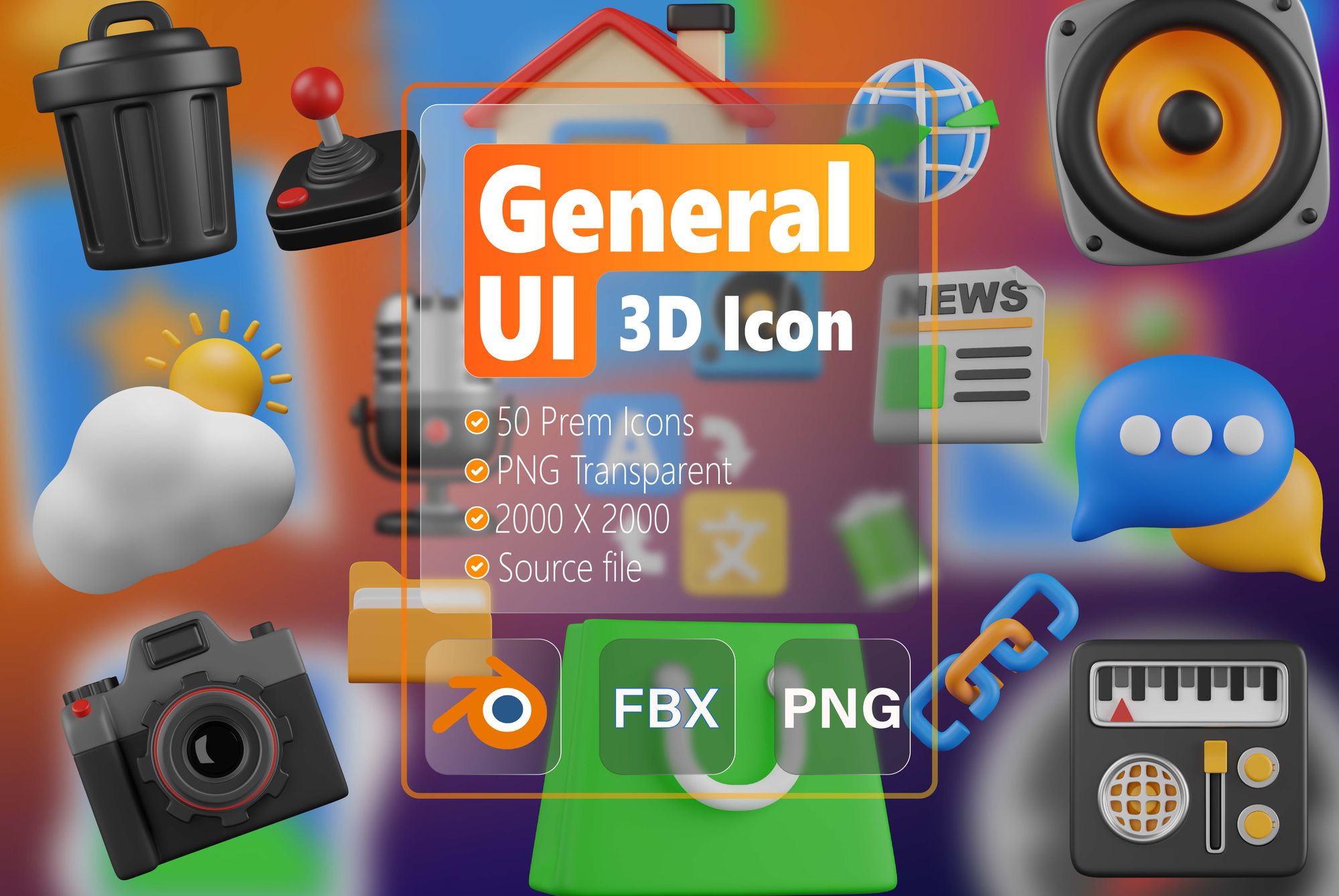 General UI 3D Icon Pack - 50 Free Download User Interface 3D Icons ...