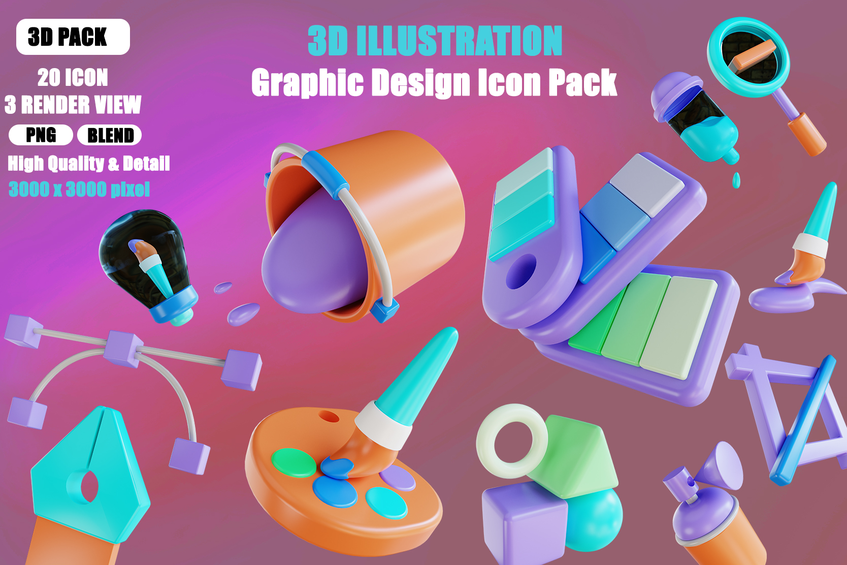 Graphic Design 3D Icon Pack - 20 Free Download Design & Development 3D ...
