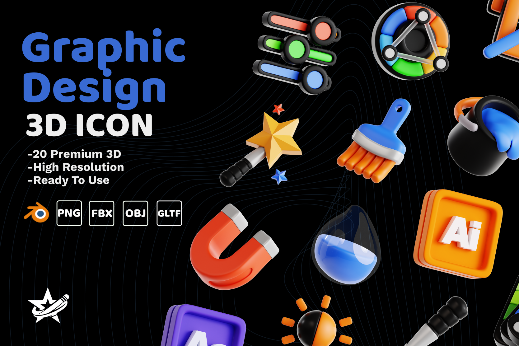Graphic Design 3D Icon Pack - 20 Free Download Design & Development 3D ...