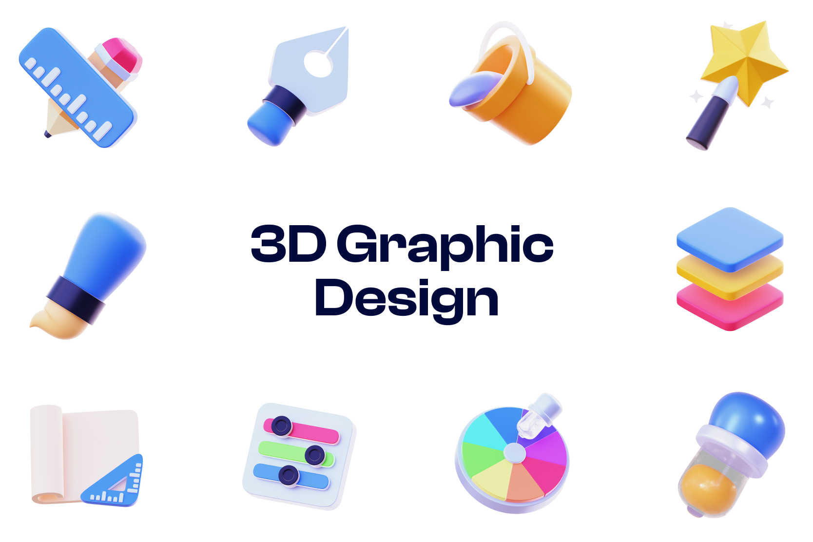 Graphic Design 3D Icon Pack - 10 Free Download Design & Development 3D ...